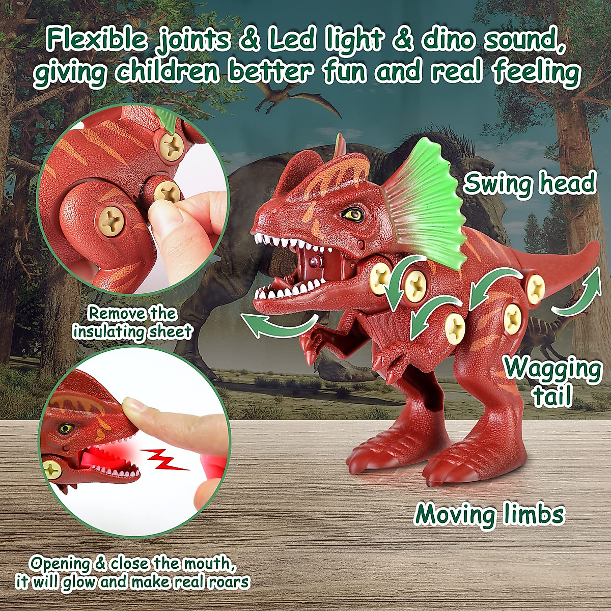 Dinosaur Toys for Kids 3-5, Stem Dinosaur Toys, Take Apart Dinosaur Toys for Boys w/Light Sound, Dino Construction Building Educational Learning Sets with Electric Drill, Birthday Easter Xmas Gifts