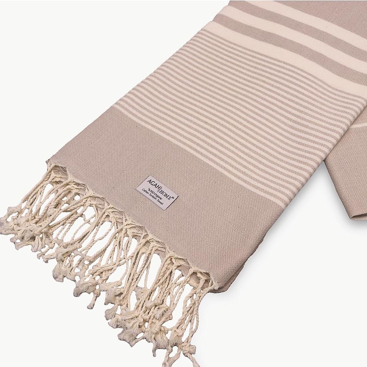 Agah Home Turkish Beach Towel - Beach Towel for Adults - Quick Dry Beach Towel for Bathroom - Compact Beach Towel for Vacation - Turkey Sand Resistant Beach Towels - 40' × 70' (Hereke-Beige)