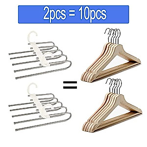 [Upgrade] Magic Pants Hangers Space Saving - 2 Pack for Closet Multiple Layers Multifunctional Uses Rack Organizer for Trousers Scarves Slack (White, 2 Pack)