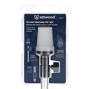 attwood 5610-48-7 Telescoping Pole Light, All-Around Light, Height-Adjustable 26-42 inches, 2 Mile 360-Degree Visibility, One Size
