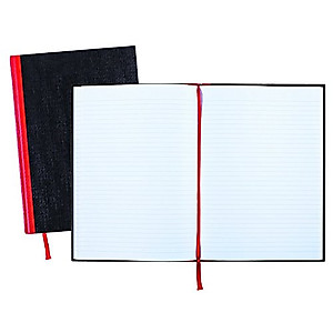 Black n' Red Casebound Hardcover Notebook, 11-3/4" x 8-1/4", Black/Red, 96 Ruled Sheets, Sold as 6 Pack (D66174)