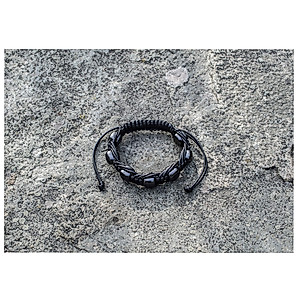 Wallystone Gems Shungite Bracelets - Arachne Black - for Mens - Woman - Brided Dense Beaded - Adjust Wirst Size - Each one has a Certificate of Authenticity