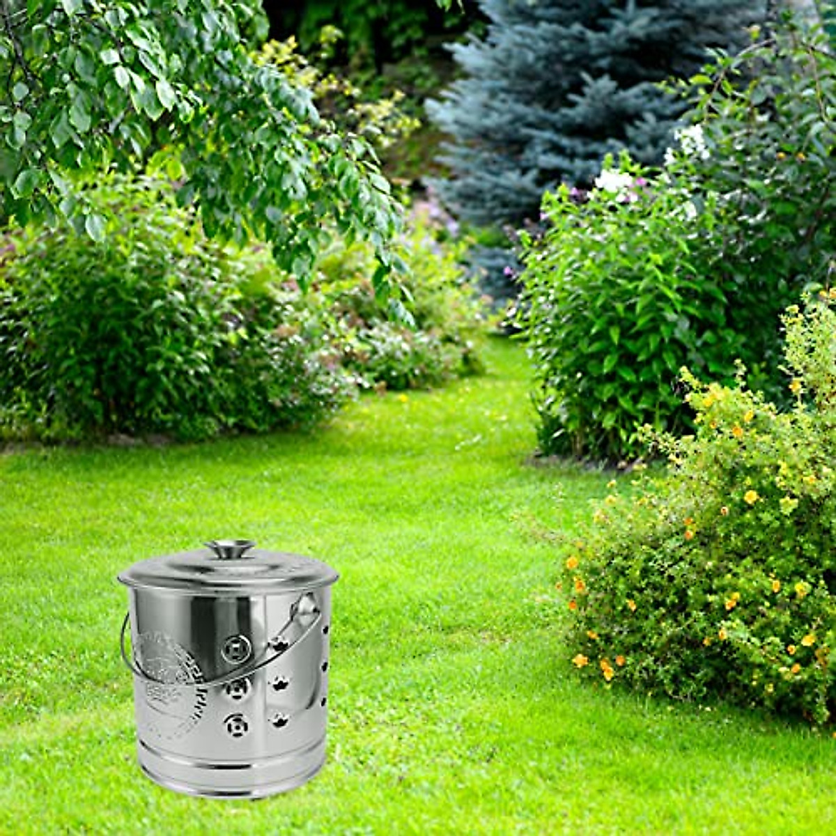 GANAZONO Galvanised Garden Incinerator Burning Fire Bin Prime Paper Burning Barrel Stainless Steel Incinerator Burn Barrel for Yard Home Garden (Furnace+ Tongs)