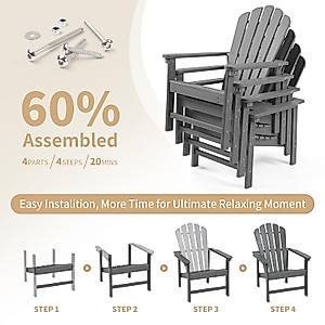 Adirondack Chairs Set of 6, HDPE Adirondack Chairs with Wide Arm, Composite Stackable Chair Set, Modern Adirondack Chair Weather Resistant, Outdoor Adirondack Chair for Fire Pit Patio