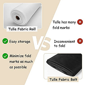 White Tulle Fabric Roll, 54" x 20 Yards (60FT) Tulle for Wedding Decoration DIY Tutu Party Backdrop Baby Shower Table Skirts Gift Wrapping