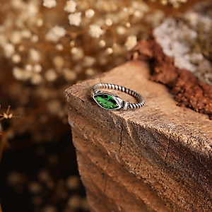 LOMBARDY JEWELRY Genuine 925 Sterling Silver Marquise Brilliant Cut Shape Green Cz Cubic Zirconia Stone Simulated Emerald Luxury Statement Ring for Women Gift for Her (8)