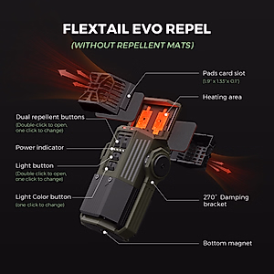 FLEXTAIL EVO Repeller Mosquito Repeller Rechargeable Repellent 329°F Heating with 3000LM Ultra Bright Camping Lantern 30ft Protection Zone for Outdoor Patios Camping Hiking(Mats Not Included)