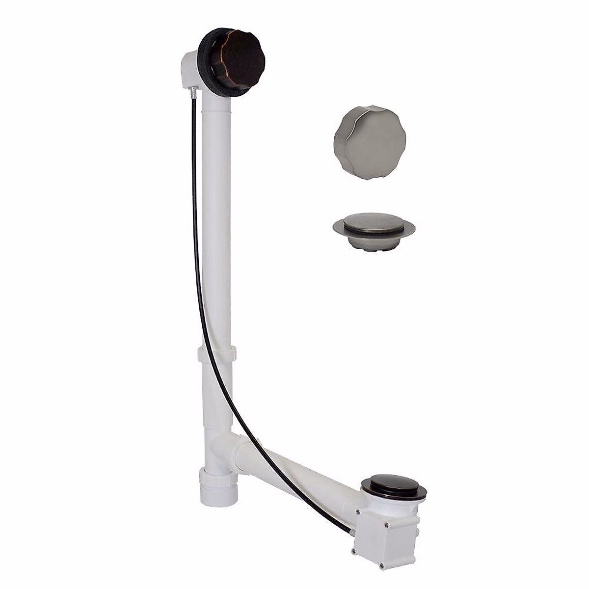 Everbilt Cable Drive White Polypropylene Pipe Bath Drain, Oil Rubbed Bronze Trim