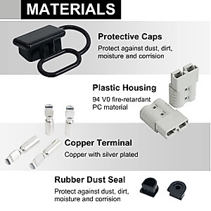 E-SYXIOKJ Wire Connector, 120A Battery Quick Connect Disconnect Wire Connector Kit, 4 to 6 Gauge Cables, 12V to 36V Wire Harness Plug Set for Winches Motors Car, Set of 2 (Gray)