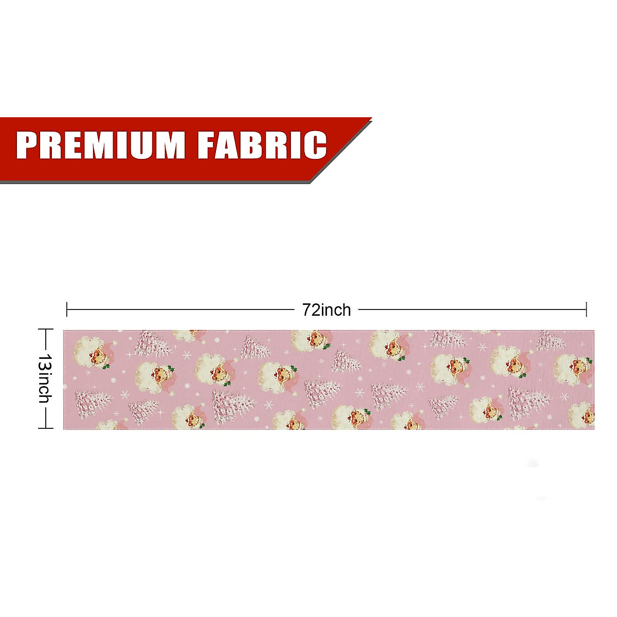 Christmas Table Runner Santa Claus Merry Christmas Tree Snowflake Pink Long Runners for Winter Xmas Home Kitchen Dining Party Decor 13 x 72 Inch