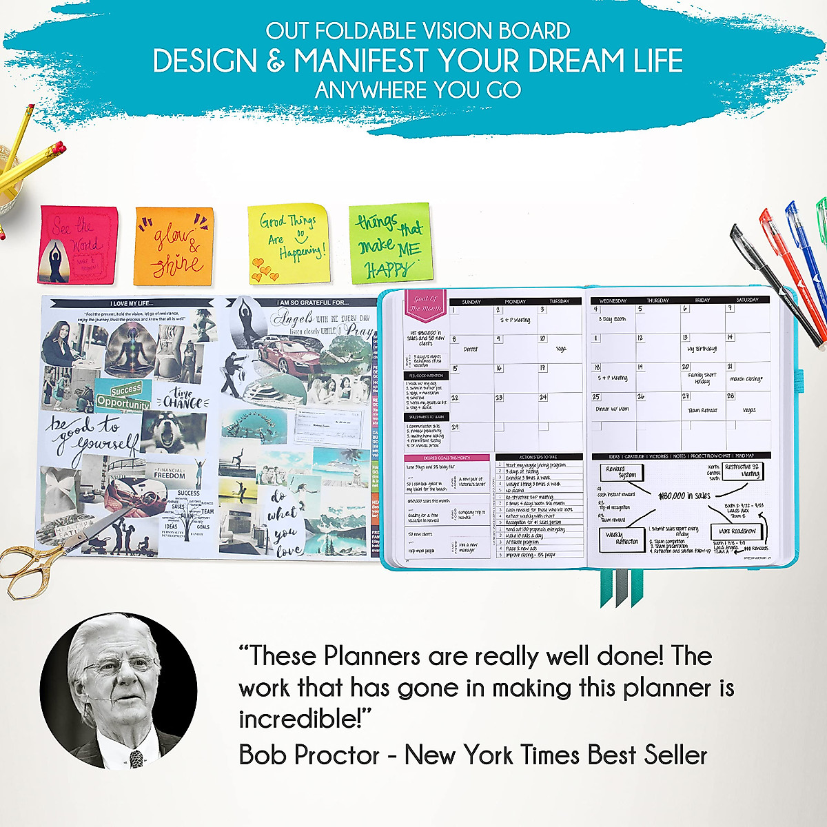 Law of Attraction Planner 2023 - Deluxe Weekly, Monthly Planner, a 12 Month Journey to Increase Productivity & Happiness, Life Organizer, Gratitude Journal, Stickers, Gift Box