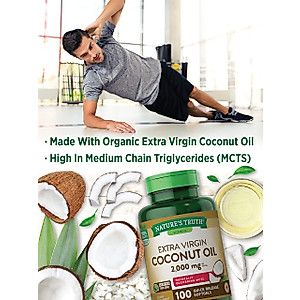 Nature's Truth Coconut Oil Capsules | 100 Softgels | Naturally Occuring MCTs | Non-GMO & Gluten Free