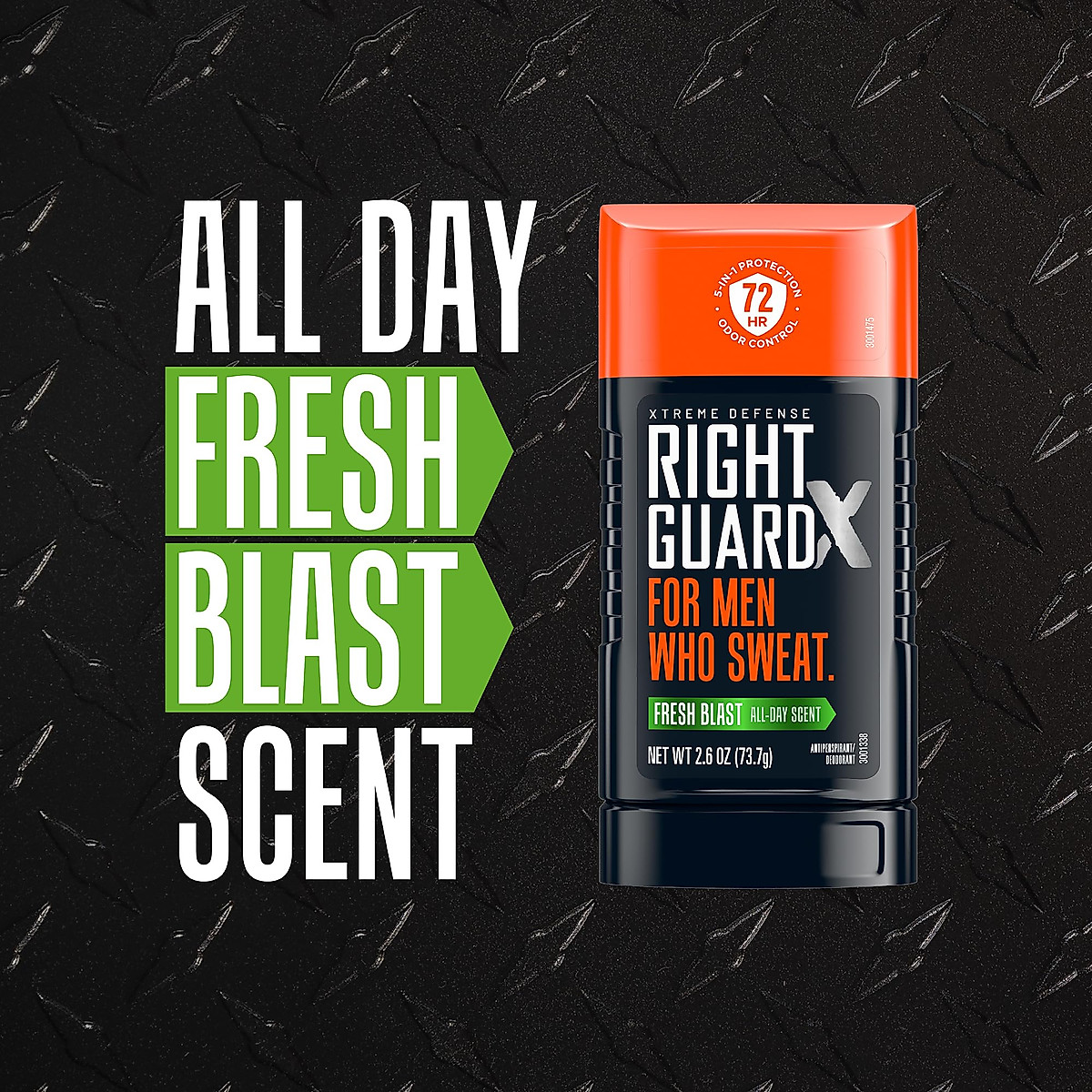 Right Guard Xtreme Defense Antiperspirant Deodorant Invisible Solid Stick, Fresh Blast, 2.6 Ounce , 4 Count (Pack of 1)