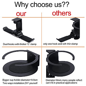 Headphone Stand with Cup Holder/2 Hidden Headset Hooks for All Headsets, 360° Adjustable & Rotating Desk Organizers for Bag/Cup/Coat/Headphone/Canned Beer/Umbrella/Data Cable/Drinks/Gloves -ZELPEAK