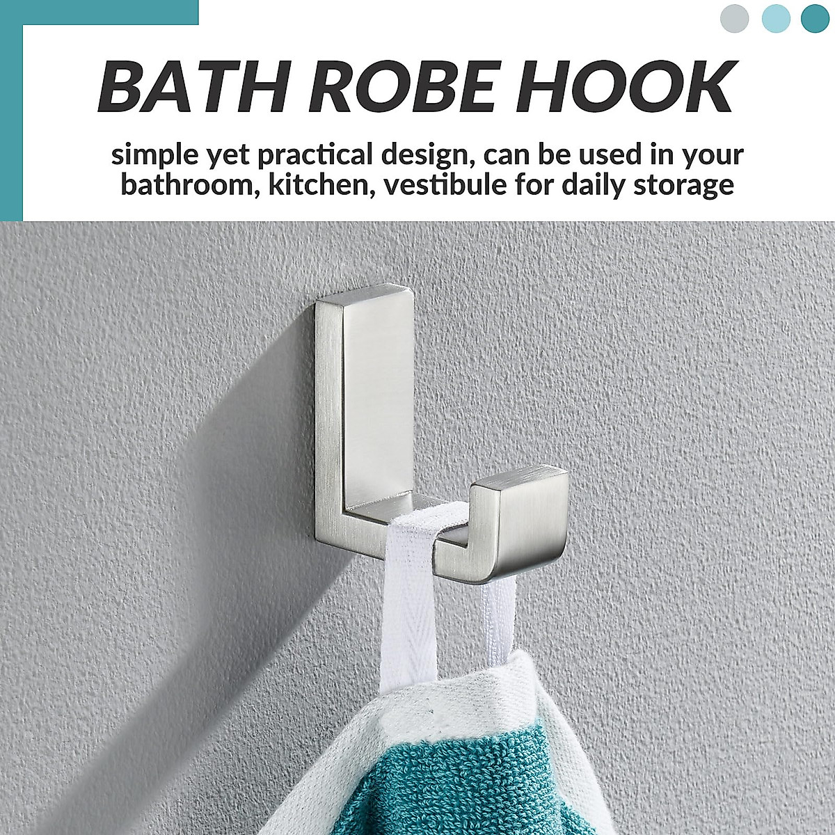 APLusee Brushed Nickel Towel Hook, 304 Stainless Steel Versatile L Shape Clothes Holder, Practical Bathroom Kitchen Storage Hanger, Wall Mounted