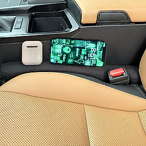 YLXGT Car Seat Gap Filler Universal for Car SUV Truck Accessories Seat Gap Blocker Fit Organizer Fill The Gap Between Seat and Console Stop Things from Dropping Pack of 2 Black