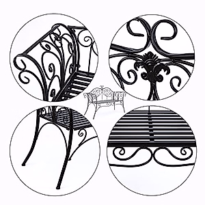 HLC 52" Garden Bench Outdoor Bench Patio Bench for Outdoors Front Porch Furniture Iron Patio Bench Park Benches for Outside