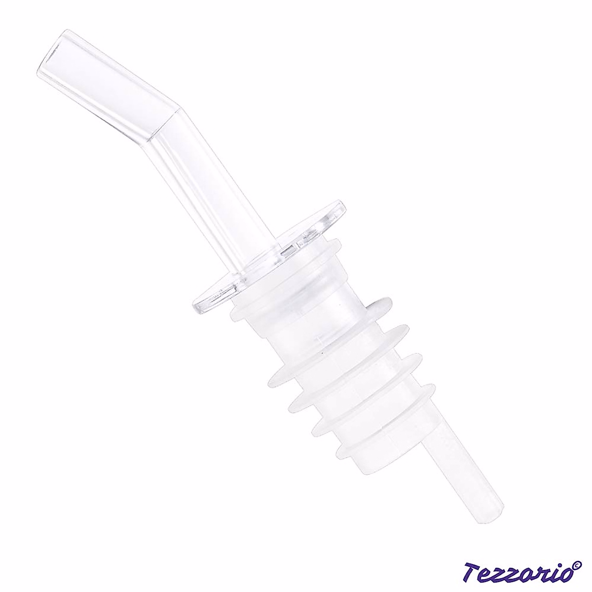 (Pack of 12) Free Flow Liquor Bottle Pourer without Collar, Clear Spout Bottle Pourer, Liquor Pour Spouts by Tezzorio