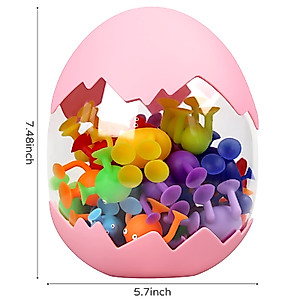 ZEIZRWK Suction Toys, 36PCS Kids Suction Cup Toys Silicone Building Blocks with Eggshell Storage,Suction Bath Toys for 3 4 5 6 7 8 Year Old Boy Girls