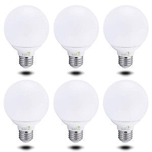 6 Pack Bioluz Dimmable Globe LED G25 Bulbs, 40 Watt Replacement (Uses 6 Watts), Warm White (2700K), 450 Lumens UL Listed - Dimming Light Bulbs for Bathroom, Soft White LED Filament Lights