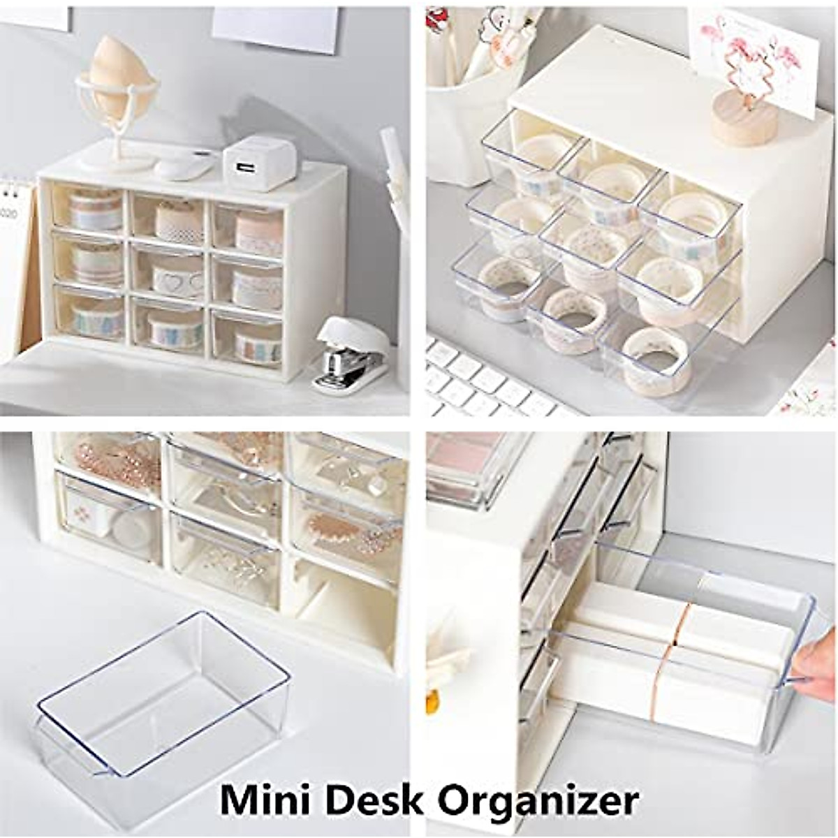 ReachTop Desk Craft Organizer Storage with Removable Mini 9 Drawers Holder for Office Home Collection Caddy Small Belongings Art Craft, Wall Mounted, White
