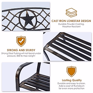 Sun-Ray 213046 Lone Star Metal Park Patio Bench, OneSize, Bronze