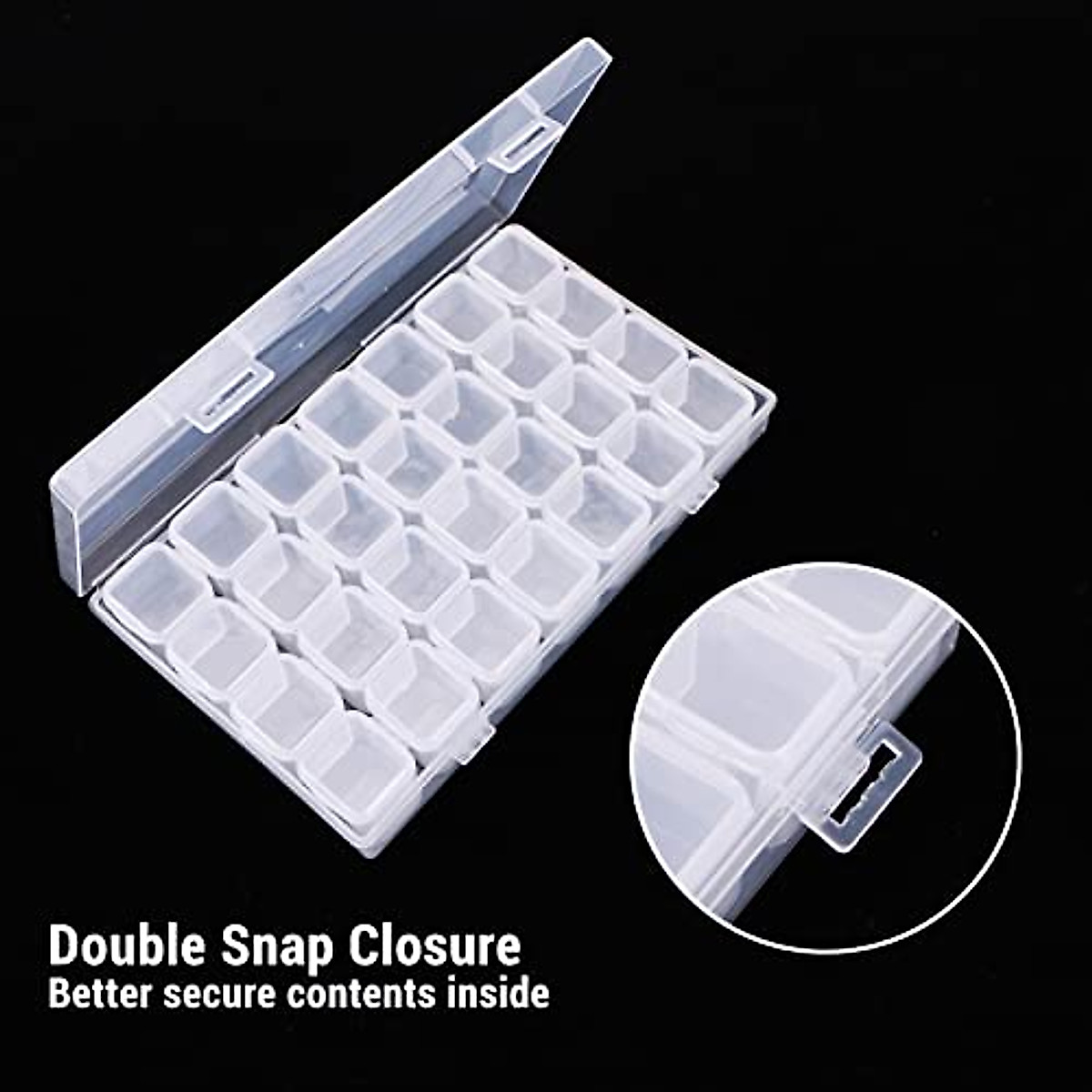 Segbeauty Gem Organizer, Clear Bead Container 28 Compartments with Secure Lids, Removable Tiny Jewelry Storage Box, Transparent Jewelry Organizer for Seeds Craft Making Accessories