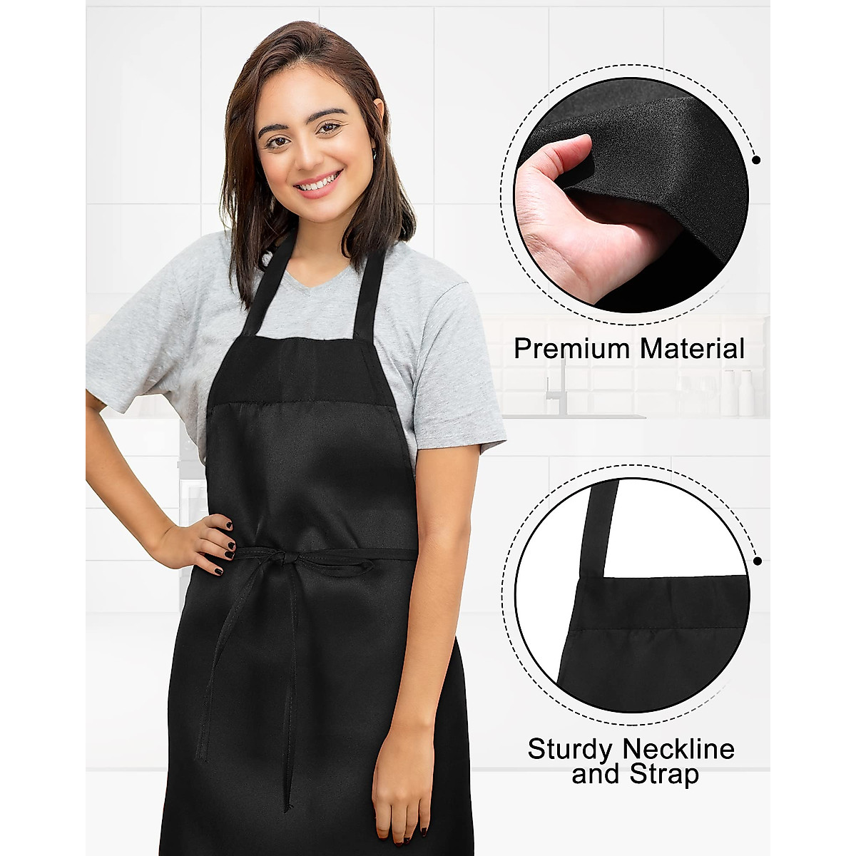 36 Pack Bulk Plain Aprons for Man Woman Adult Unisex Apron Machine Washable Adjustable Bib Aprons(Black)