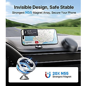 andobil Magnetic Phone Holder for Car [Fashion Bling, Invisible Mini] Compatible with MagSafe 3 Pop-Socket iPhone 14 Pro Max 13 12 S23 S22 15 etc, 360° Rotation Dashboard Mount, Cute Car Accessories