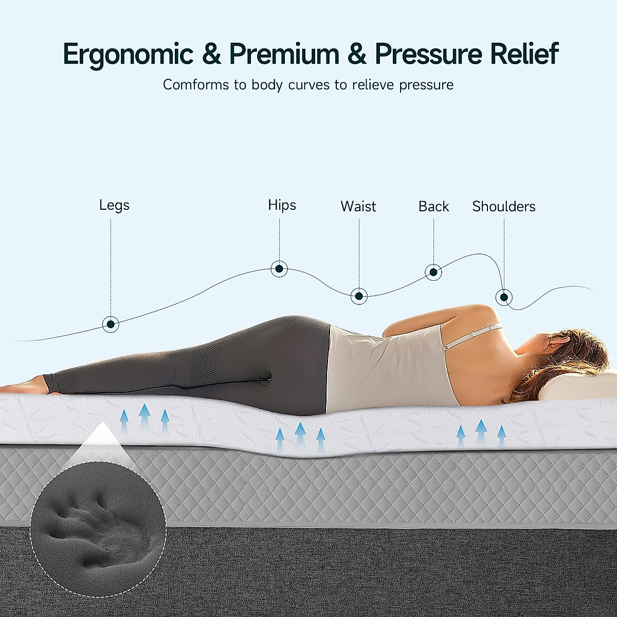 ONBRILL 2 Inch Memory Foam Mattress Topper Full, Bamboo Charcoal Dual Layer Foam Bed Topper in a Box, Removable Knit Cover with Non-Slip Design, Pressure Relief, CertiPUR-US Certified