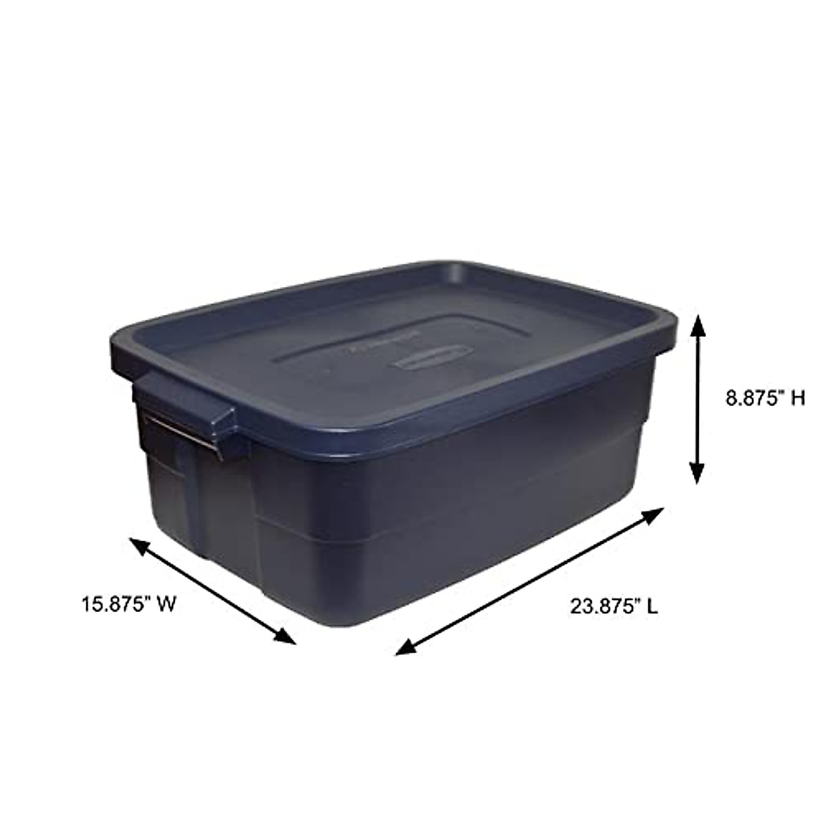 Rubbermaid Roughneck 10 Gallon Rugged Storage Tote in Dark Indigo Metallic with Lid and Handles for Home, Basement, Garage, (6 Pack)