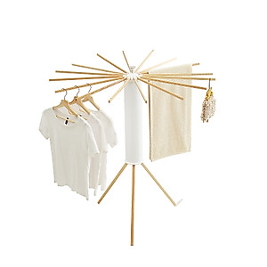 JOOM Tripod Clothes Drying Rack, Garment Rack Portable and Foldable Space Saving Laundry Drying Rack - Drying Rack clothing Floor Folding Balcony Bedroom Household Wooden