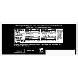 EPIC Venison Sea Salt & Pepper Bars, Keto Friendly, Gluten Free, 12 ct