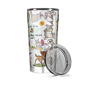 Stainless Steel Tumbler Insulated 20oz 30oz Bambi Wine Iced Tea Cup Cold Hot Coffee Tea Cup Hot Funny Travel Cups Travel Mug Coffee Cup Suit For Home Office Travel, White