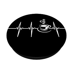Coffee Lover Cup of Coffee Heartbeat EKG PopSockets PopGrip: Swappable Grip for Phones & Tablets