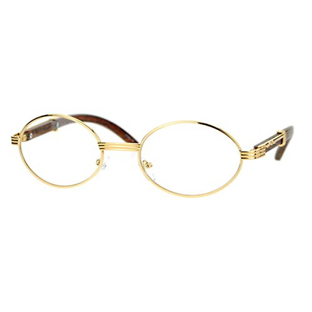 SA106 Art Nouveau Vintage Style Oval Metal Frame Eye Glasses Yellow Gold