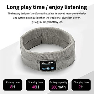 POSLEOKE Wireless Bluetooth Soft Stretch Headphones Music Call Sports Headband for Sleeping, Outdoor Sports, Fitness, Sleeping, Men, Women, Grandparents, Colleagues, Friends (Dark Grey)