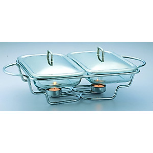 Galashield Chafing Dish Buffet Set Warming Tray with Lids Stainless Steel with 2 Oven Safe Glass Dishes Buffet Servers (1.5-Quart Each Tray)