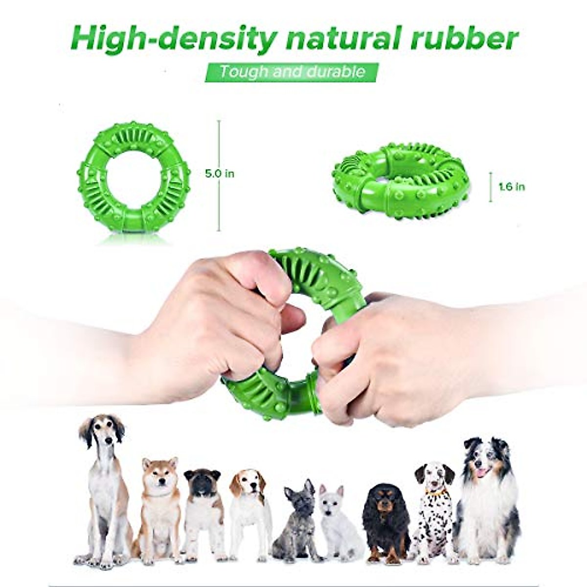 Feeko Dog Toys for Aggressive Chewers Large Breed, Non-Toxic Natural Rubber Long-Lasting Indestructible Dog Toys, Durable Puppy Chew Toy for Medium Large Dogs - Fun to Chew, Chase and Fetch (Green)