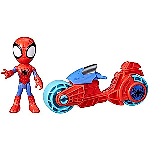 Spidey and His Amazing Friends Marvel, 4-Inch Scale Spidey Action Figure with Toy Motorcycle, Preschool Toys for 3 Year Old Boys and Girls and Up