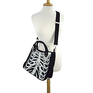 Lost Queen Goth Ribcage Skeleton Glow in the Dark Shoulder Bag