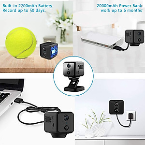 Mini Hidden Camera - Spy Camera PTZ 360° Rotate Left/Right - WiFi HD 1080P Camera PIR 50-Days Standby/Low Power Consumption Motion Detection Video Recorder Night Vision Security Small Cam