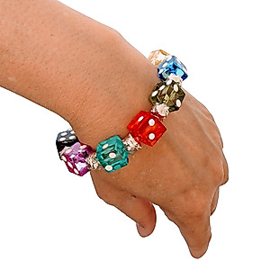 Dice Bracelet, Casino Bracelet For Women, Bunco Bracelet Gift, Plastic Beaded Bracelet Multi Color 1 pc
