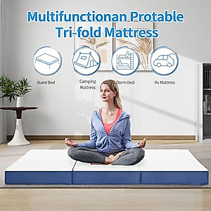 Memory Foam Single Folding Mattress Cot Mattress,4 Inch Foldable Mattress Topper with Cover, Breathable Floor Mattress Guest Bed for Travel/RV/Camping/Guest Room/Yoga (25"×75"×4")
