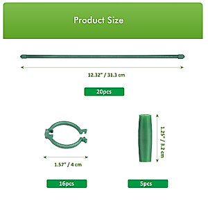 Plant Stakes, 20PCS Plant Support Sticks Adjustable Length Orchid Stakes Garden Stake Pole with Clips Suit for Potted Tomato Rose Amaryllis Vegetables and Indoor Plants