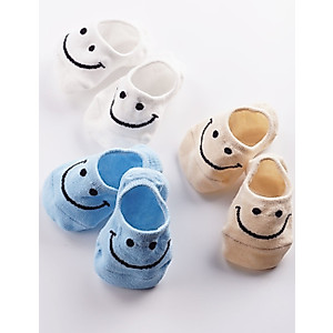 Baby Toddler Kids Boys Girls No Show Socks, Kids Low Cut Ankle Socks, Breathable Cotton Socks for Boys and Girls, White Blue Cream 1-3T, 6 Pairs