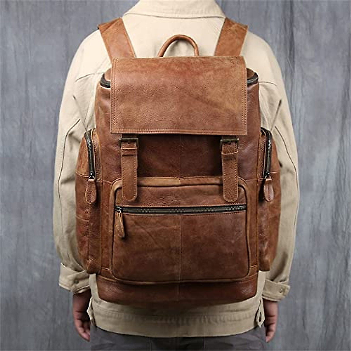 FEER Genuine Leather Backpack First Layer Cowhide Backpack Leisure Travel Bag Large Capacity Laptop Bag For 16inch