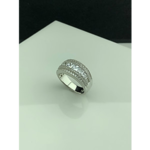 SILVERCLOSEOUT Rhodium Plated Sterling Silver Wide Square Cut Womens Cubic Zirconia Statement Ring - Size 11