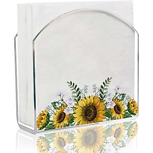 Acrylic Napkin Holder, Clear Napkin Holders for Tables Kitchen Restaurant Home Decor, Bar Accessories，Sunflower