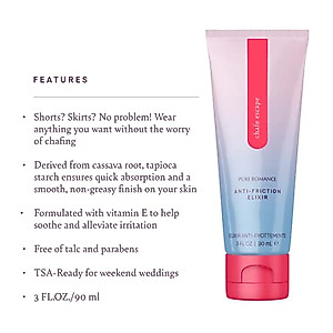 Pure Romance Chafe Escape, Protective Anti-Friction Cream-to-Powder Lotion to Reduce Friction and Irritation from Chafing, 3 Fl Oz